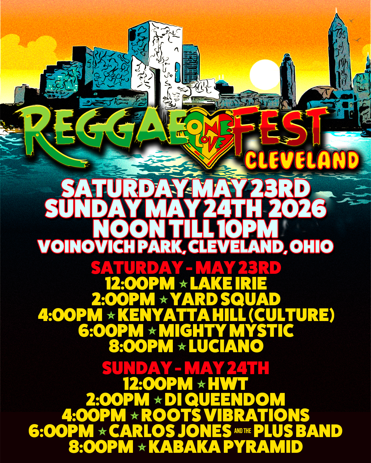 Reggae Fest Cleveland 2026 | May 23-24 | Voinovich Park